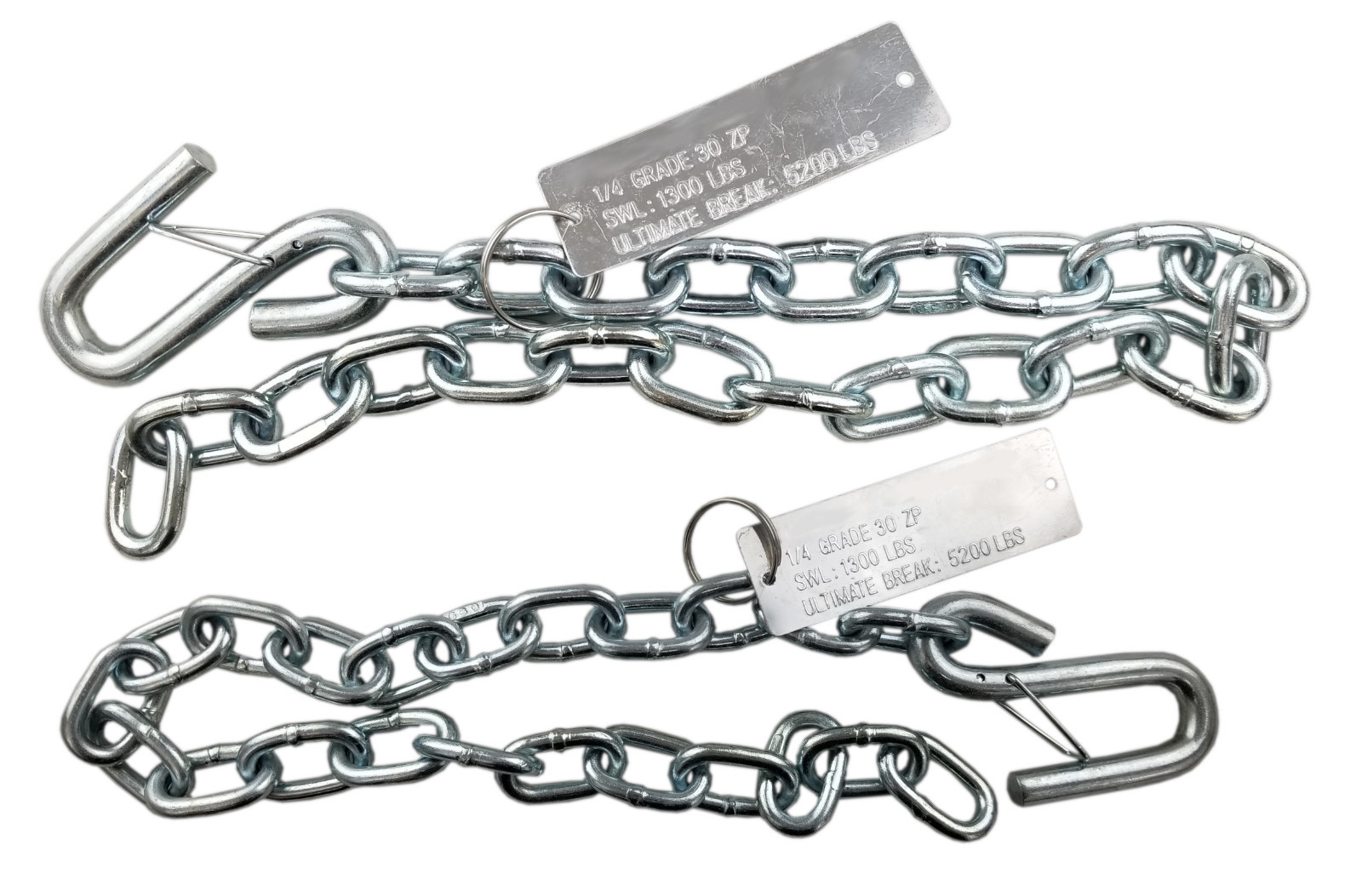 2 pk 30" SAFETY CHAINS 5,200 lb Break Rated trailer camper haul tow ...