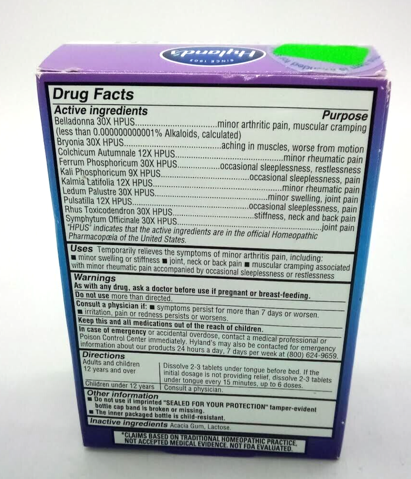 2-PACK Hyland's Flexmore PM Arthritis Pain Relief 50 Quick-Dissolving ...
