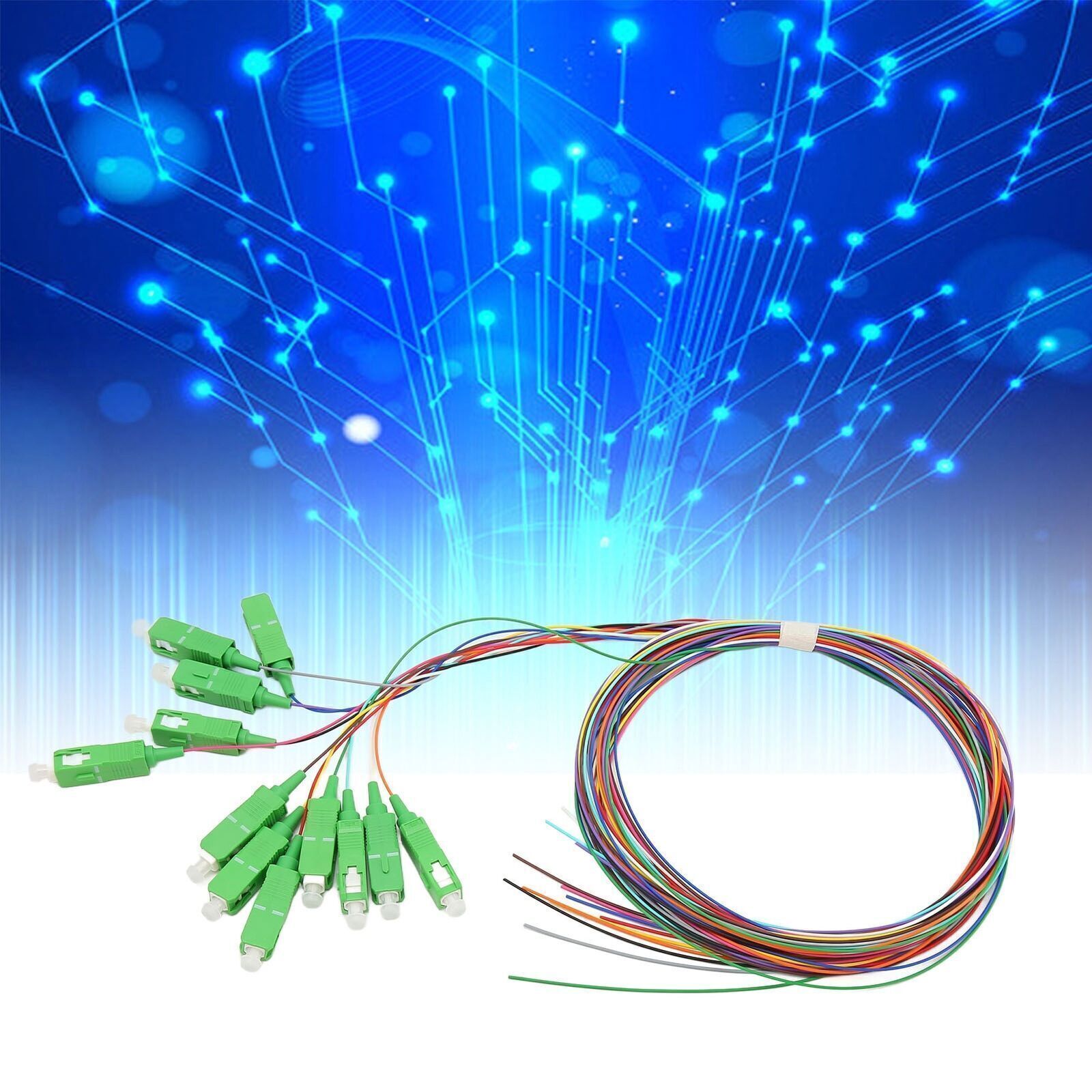 1.5 Meter Fiber Optic Pigtail 12 Strands SC APC 12 Color Single Mode ...