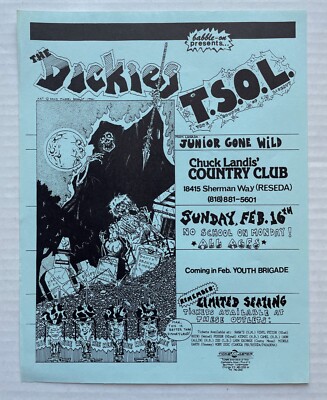 THE DICKIES T.S.O.L. Country Club Reseda 1986 PUNK Concert FLYER | eBay