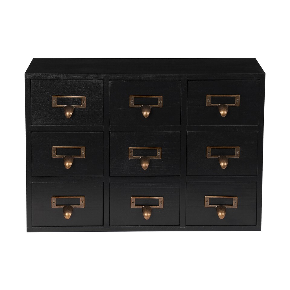 Apothecary Chest Cabinet, Wooden Medicine Drawer Organizer Box With 9 ...