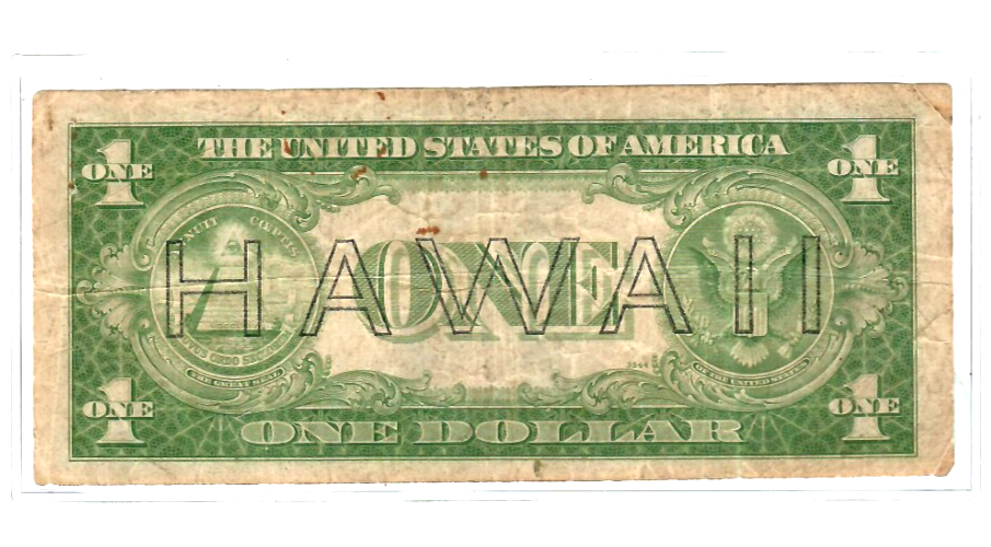 $1"HAWAII" (WORLD WAR 2 NOTE) 1935-A (BROWN SEAL) "HAWAII CURRENCY ...