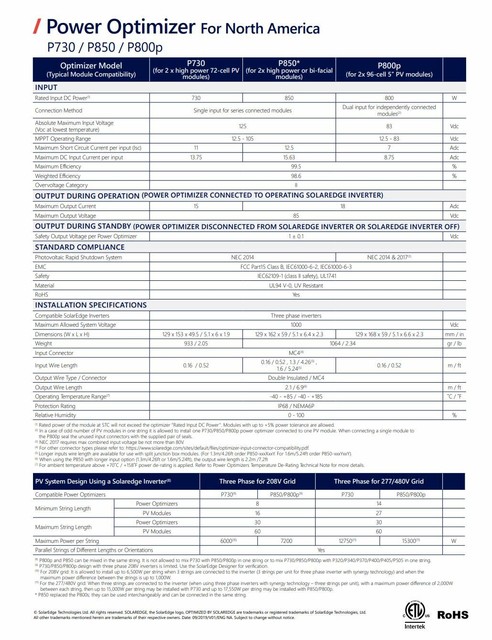 Solaredge P850 Power Optimizer for 2 Solar Panels for sale online | eBay