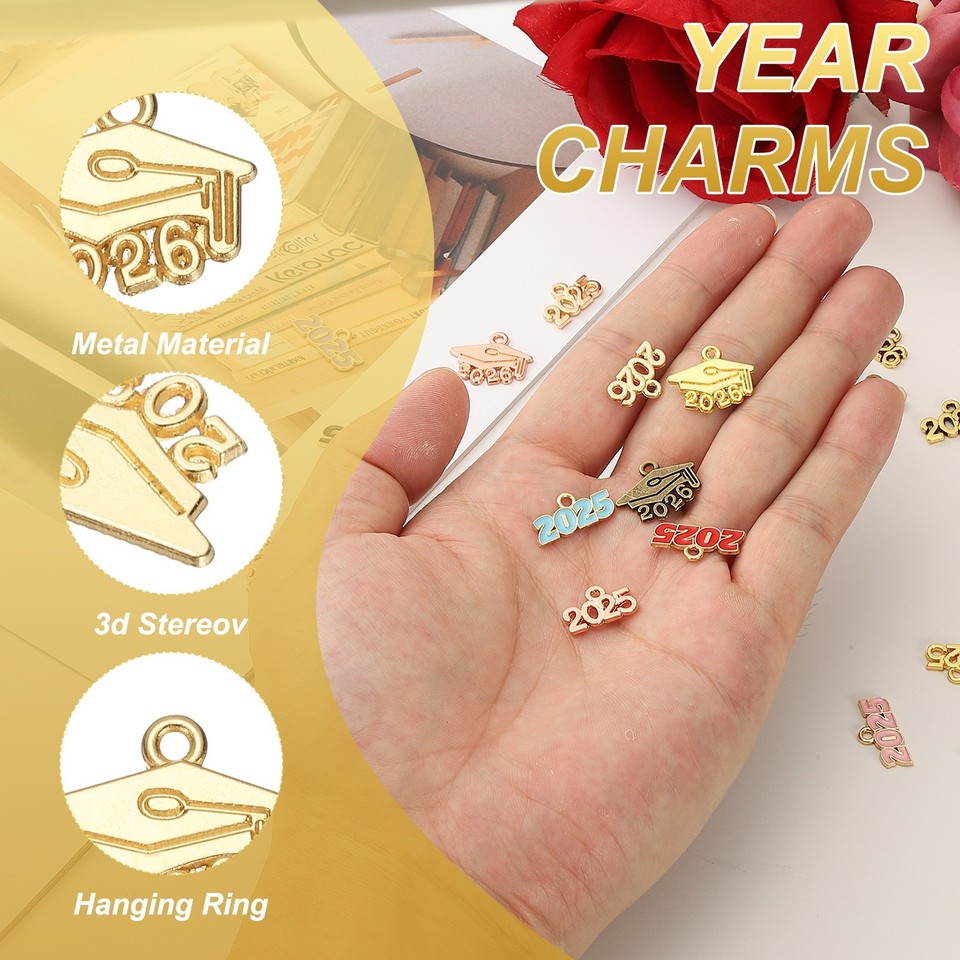 60 Pcs Metal Year Number Charm, 2026 Year Charms for Graduate Hats ...