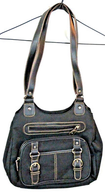 Purse Over Shoulder Black 13 Pockets 5 are Zippered 9" H 12" W 3" Thick ...