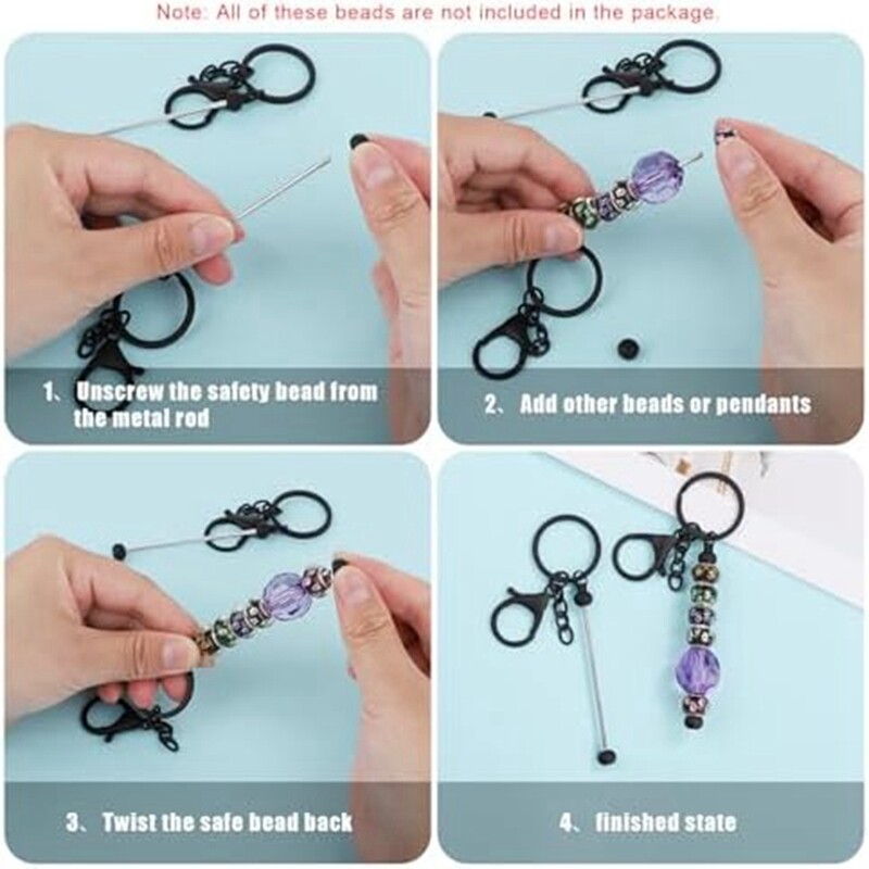 8Piece DIY Bead Bar Keychain Kit DIY Keychain Accessories for Women Men ...