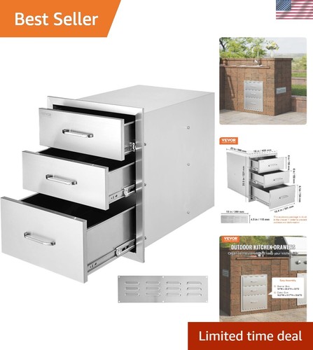 Durable 3-Tier Stainless Steel BBQ Drawers - Elegant Outdoor Storage ...