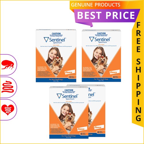 SENTINEL Spectrum 3,6,12 Doses for Dogs Up to 4 Kg Flea Heartworm ...