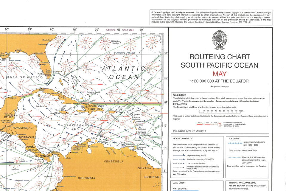 5128(5) Routeing Chart South Pacific Ocean May Map Chart Maritime Wall ...