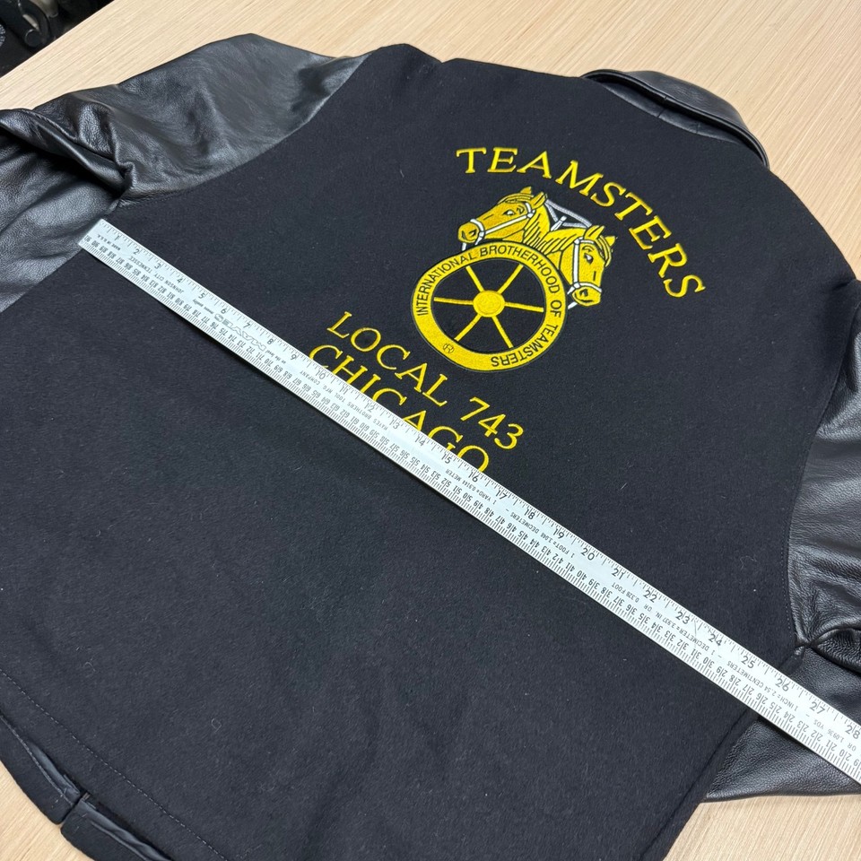 Vintage Teamsters Varsity Leather Jacket Chicago Union Local 743 men's ...