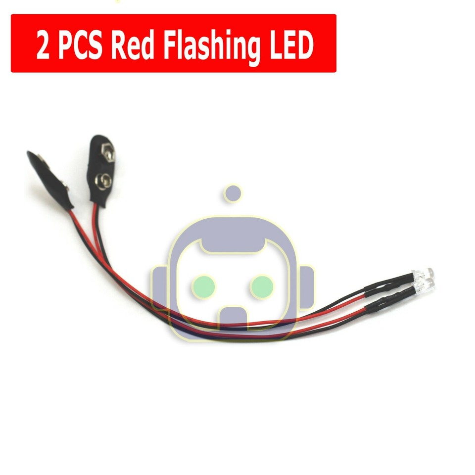 1~5 Pre Wired 5mm LED 9 Volt Red Flashing On Snap 9V Battery Clip Blink ...