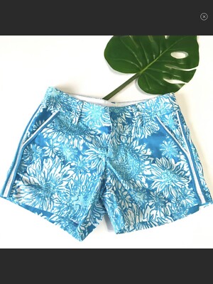 Lilly Pulitzer The Callahan Short Size 00 Blue White Floral Print | eBay