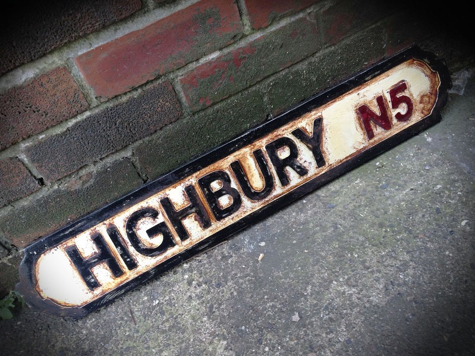 Highbury Old Wood London Football Vintage Street Sign Arsenal Holloway ...
