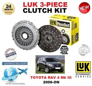 FOR TOYOTA RAV 4 III 2.2 D4D DCAT 4WD CLUTCH KIT 2006-ON LUK 3 PIECE OE ...