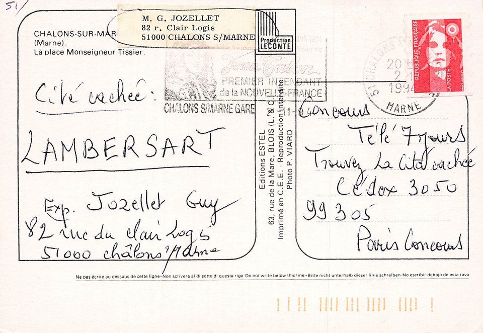 51 CHALONS EN CHAMPAGNE LA PLACE MONSEIGNEUR TISSIER | eBay