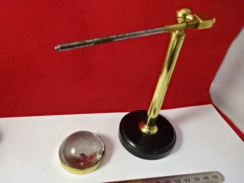 ANTIQUE BRASS ILLUMINATOR LENS MAGNIFIER [chipped] MICROSCOPE PART AS ...