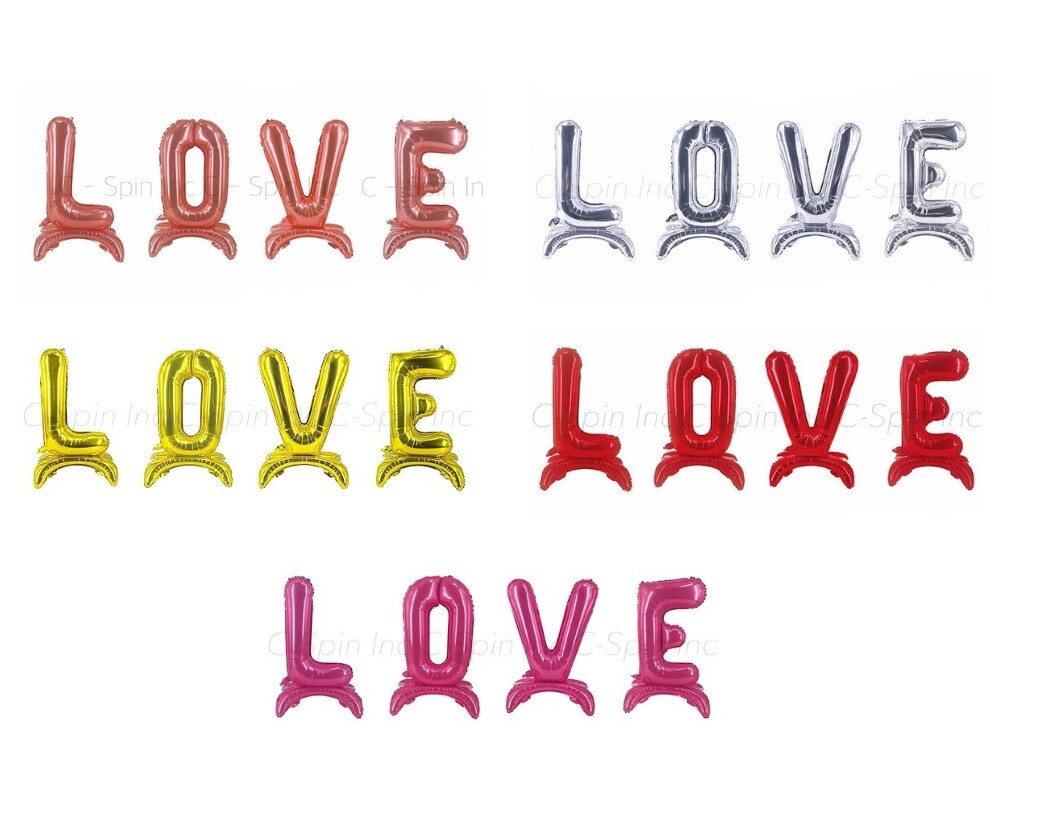 32" LOVE Letter Balloon Foil Balloons Stand Alone Valentine Day ...
