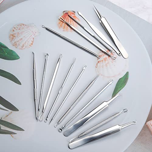 15Pcs Stainless Steel Blackhead Remover Tools Acne Pimple Popper w ...