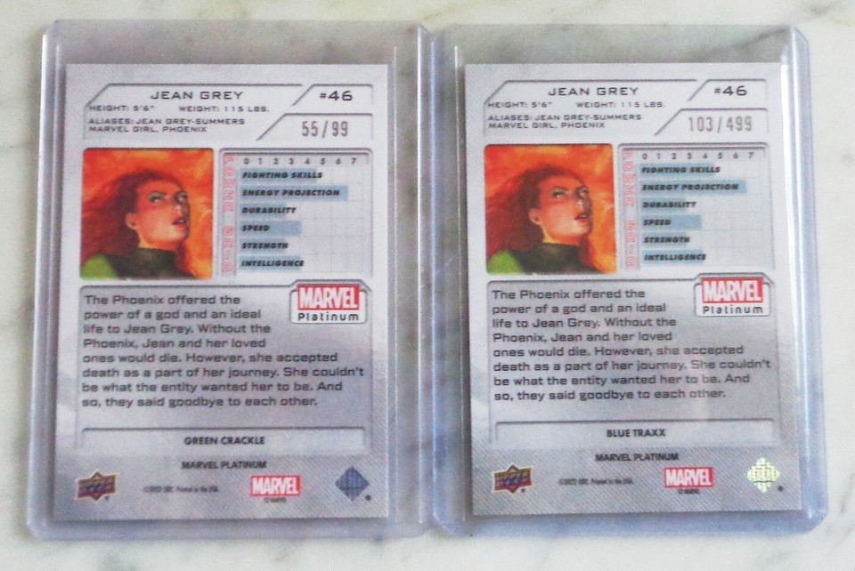 2022-23 Marvel Platinum #46 Jean Grey Green Refractor 55/99 & Blue ...