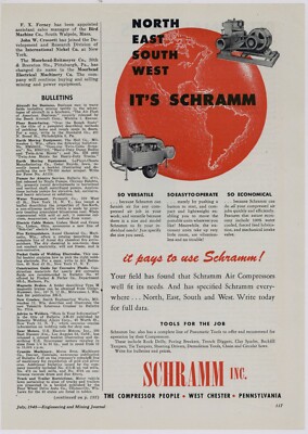 1948 Schramm Air Compressor Ad: It Pays to Use Schramm. West Chester ...
