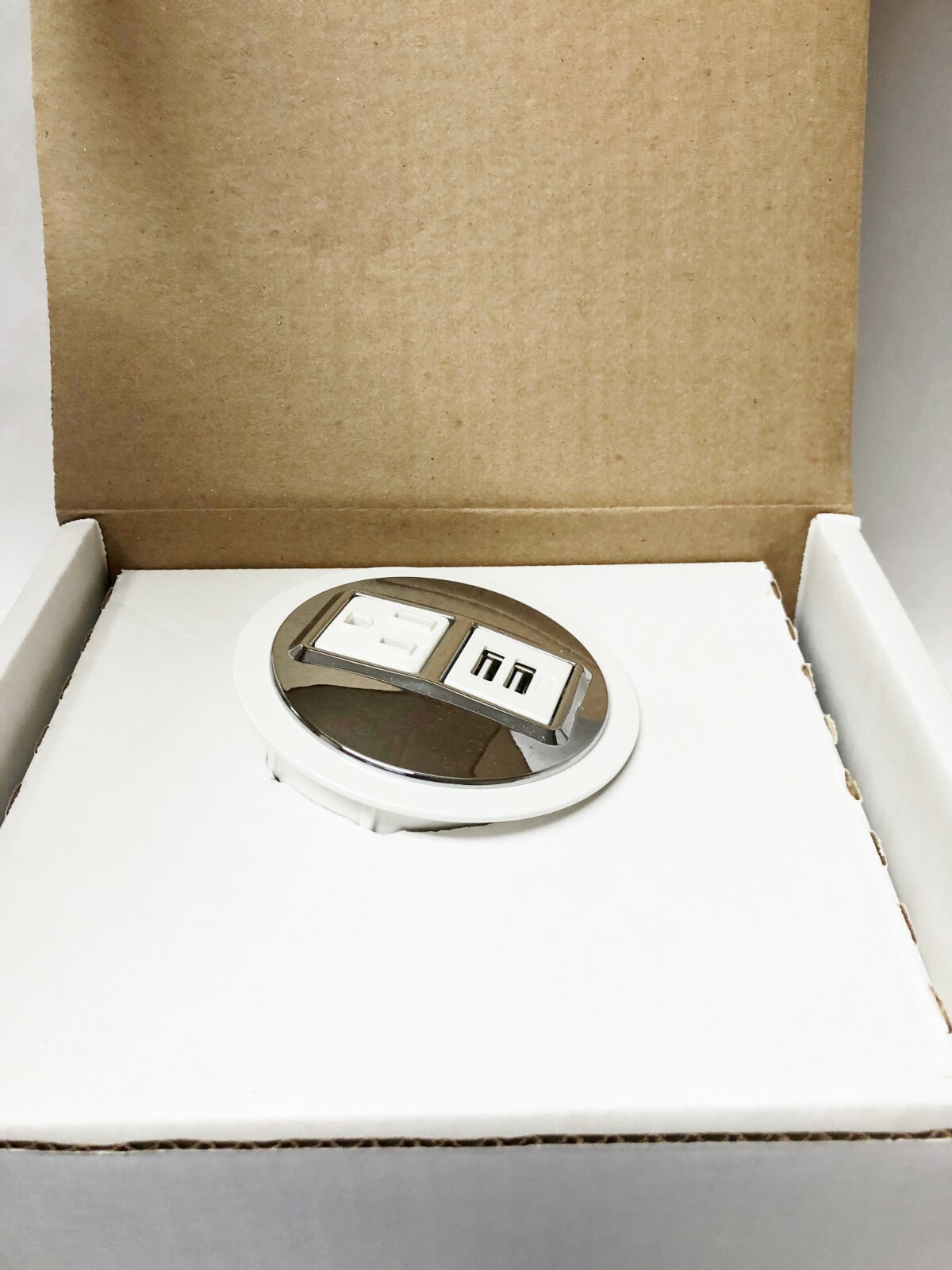 Byrne Power Data Center Node Chrome / White 1-Outlet 1-2-port USB ...