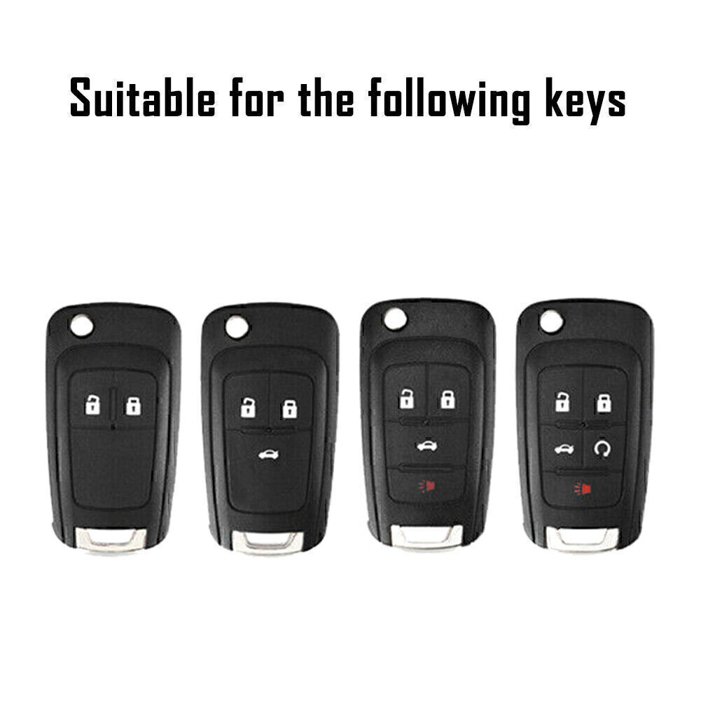 1x Zinc Alloy Leather Flip Key Fob Case Cover Holder Chain For GM Buick ...