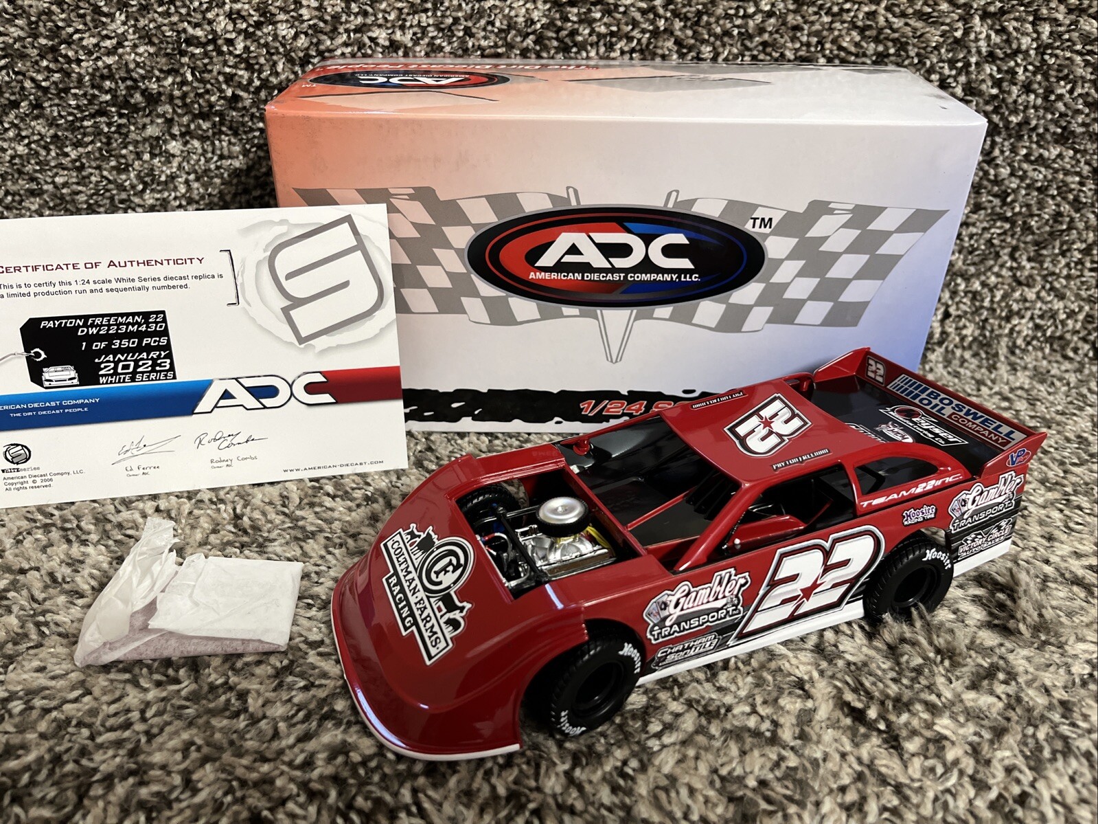 1:24 2023 ADC Dirt Late Model PAYTON FREEMAN #22 Gambler Transport ...