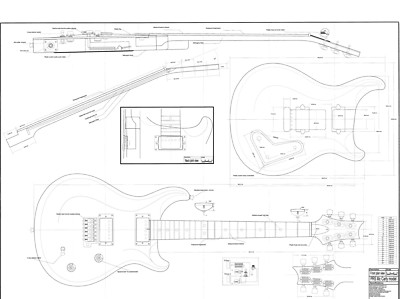 PRS - electric GUITAR PLANS - Full scale detailed actual size | eBay