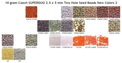CLEARANCE 10 g or 24 g Czech SUPERDUO 2.5x5 mm Two Hole Seed Beads New ...