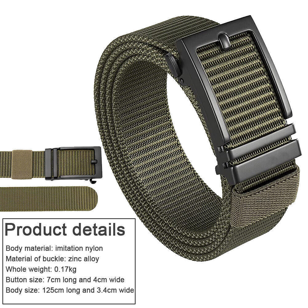 Tactical Men Nylon Belt Automatic Buckle with Slide Ratchet Belts Waist ...