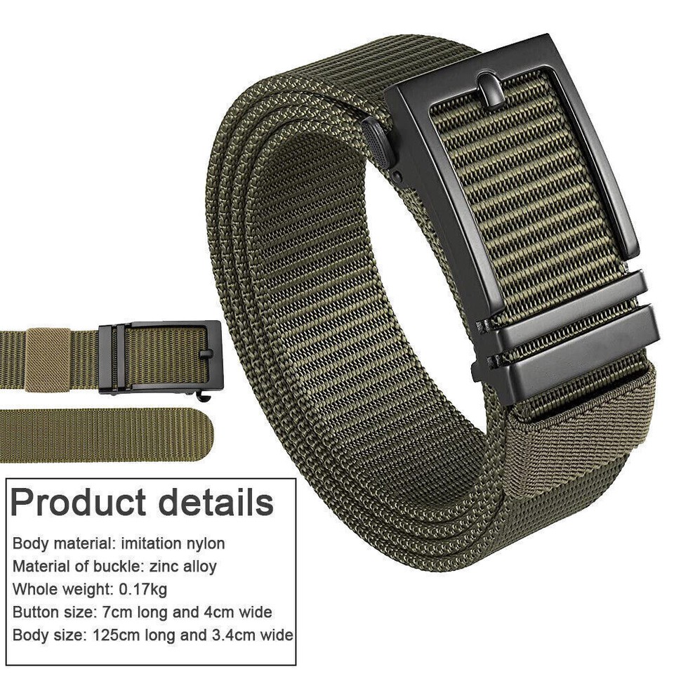 Tactical Men Nylon Belt Automatic Buckle with Slide Ratchet Belts Waist ...