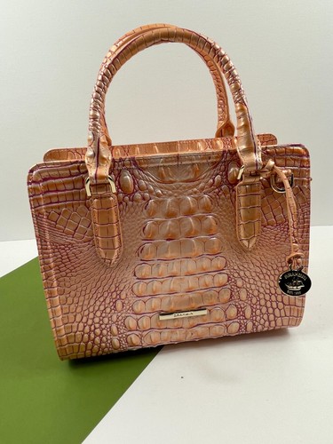 Brahmin Cami Apricot Rose Melbourne Leather Satchel Shoulder Purse NTW ...