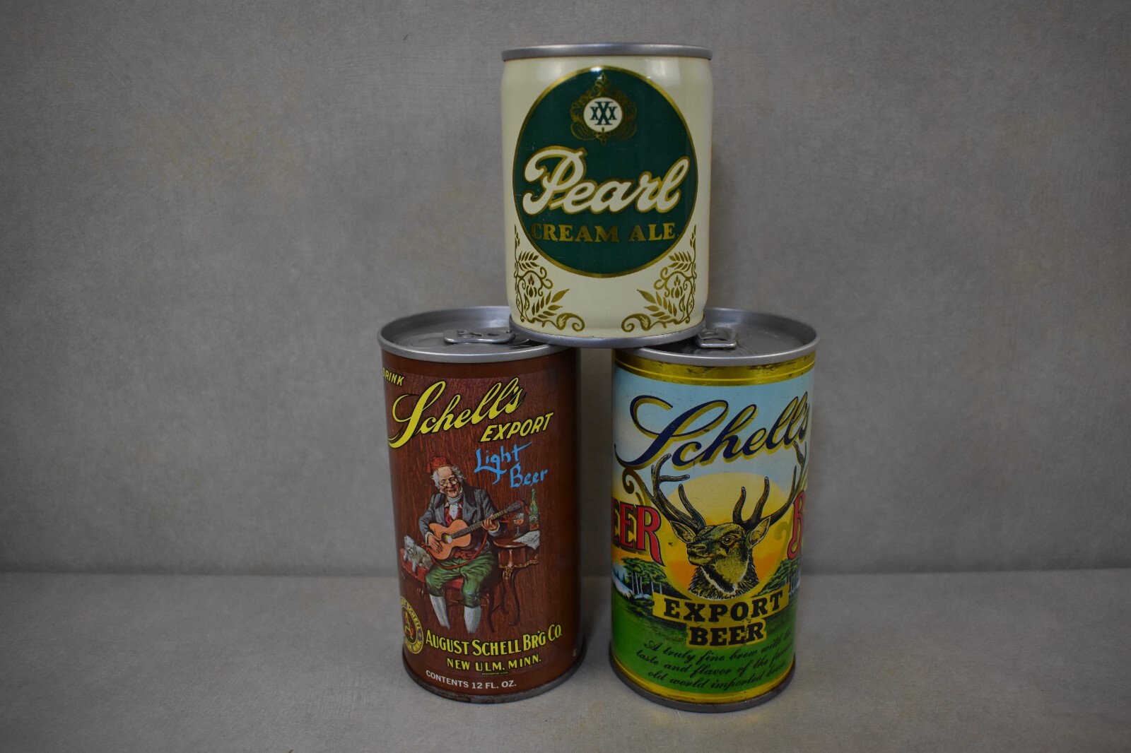 SCHELL'S DEER BRAND EXPORT & LIGHT EMPTY 12 oz BEER CANS + PEARL CREAM ...