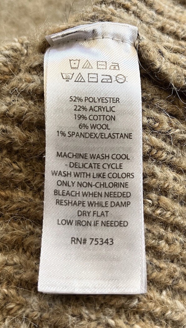 William Rast Turtleneck Sweater Wool Blend L Neutral Beige Brown Color ...