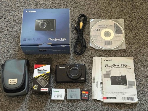 Canon PowerShot S90 10.0MP Compact Digital Camera Black w/Box Tested ...