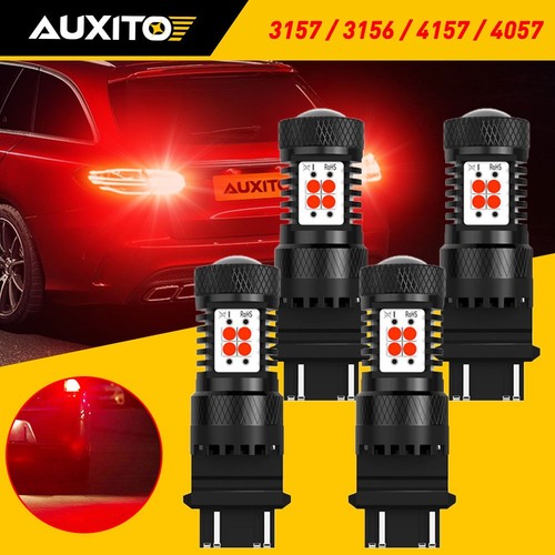 4pcs AUXITO 3157 LED Red Bulbs Brake Tail Stop Parking Light 3156 3157R ...