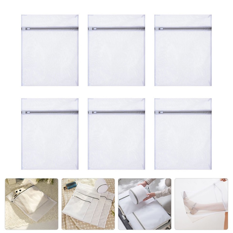 6 Pcs Polyester Mesh Laundry Bags Clothes Washing Bags for Travel ...