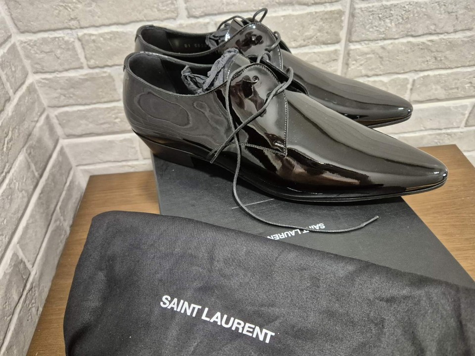 Authentic New Saint Laurent Paris YSL Noir Patent Leather Formal Shoes ...