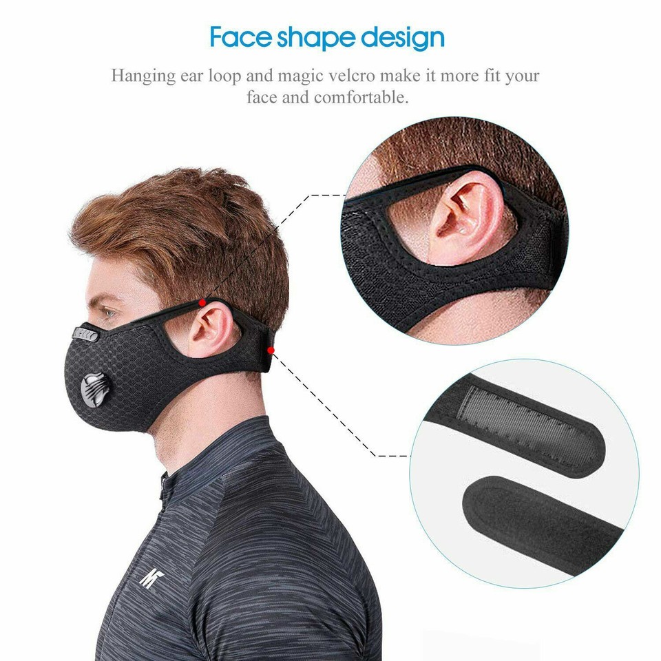 Sport Face Mask w/ PM2.5 Filter Cycling Mask Hiking Youth Adult W ...