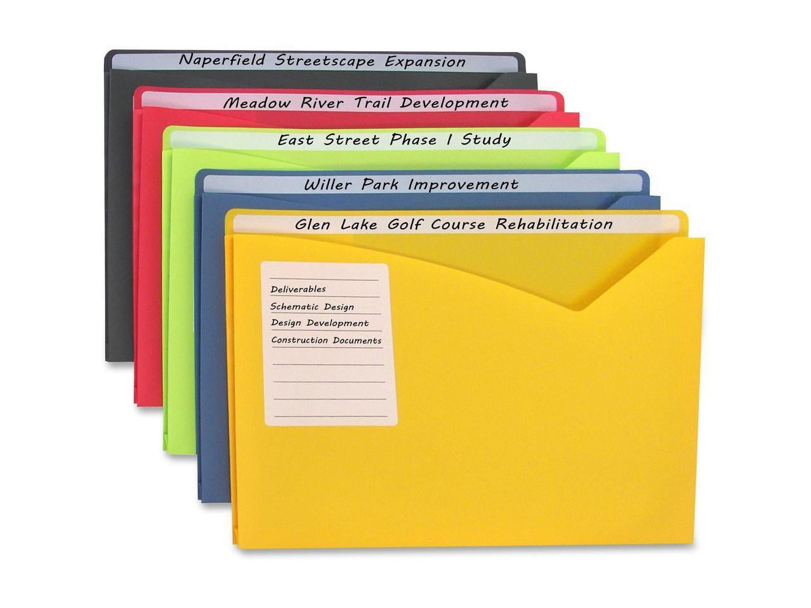 Write-On Expanding Poly File Folders, 1" Exp., Letter, Assorted Colors ...