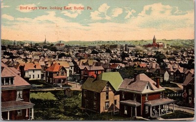 BUTLER, Pennsylvania Postcard "Bird's-Eye View, Looking East" Panorama ...