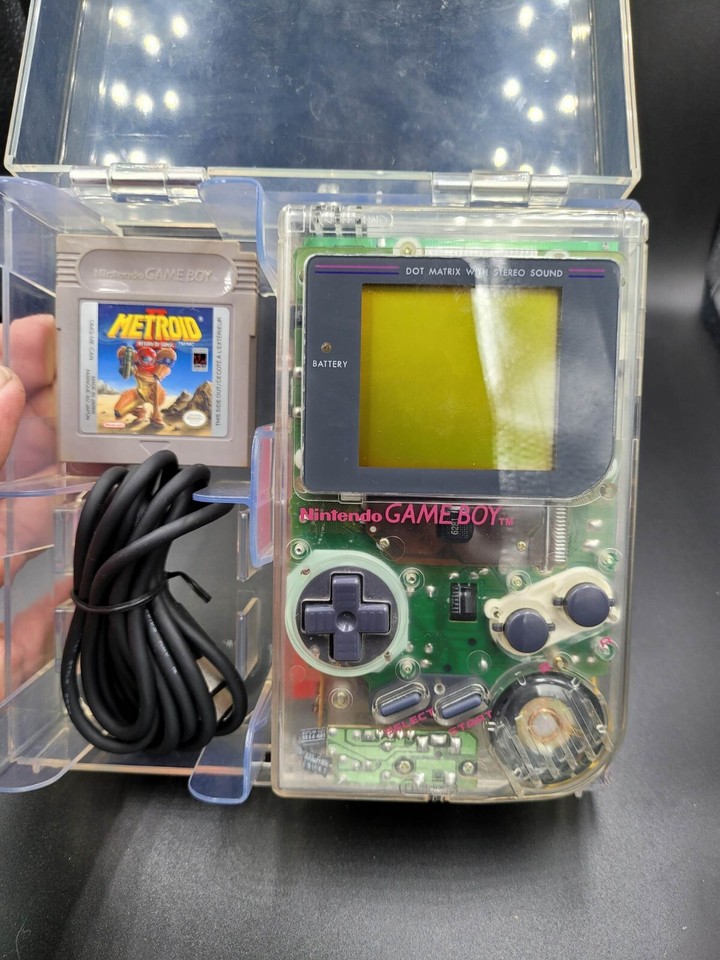 CLEAR TRANSPARENT GAME BOY 100% ORIGINAL 1989 NINTENDO W METROID PLAY ...
