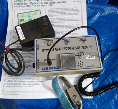 DESCO 19250 Combo Wrist Strap & Footwear Tester with 12V Power Supply ...