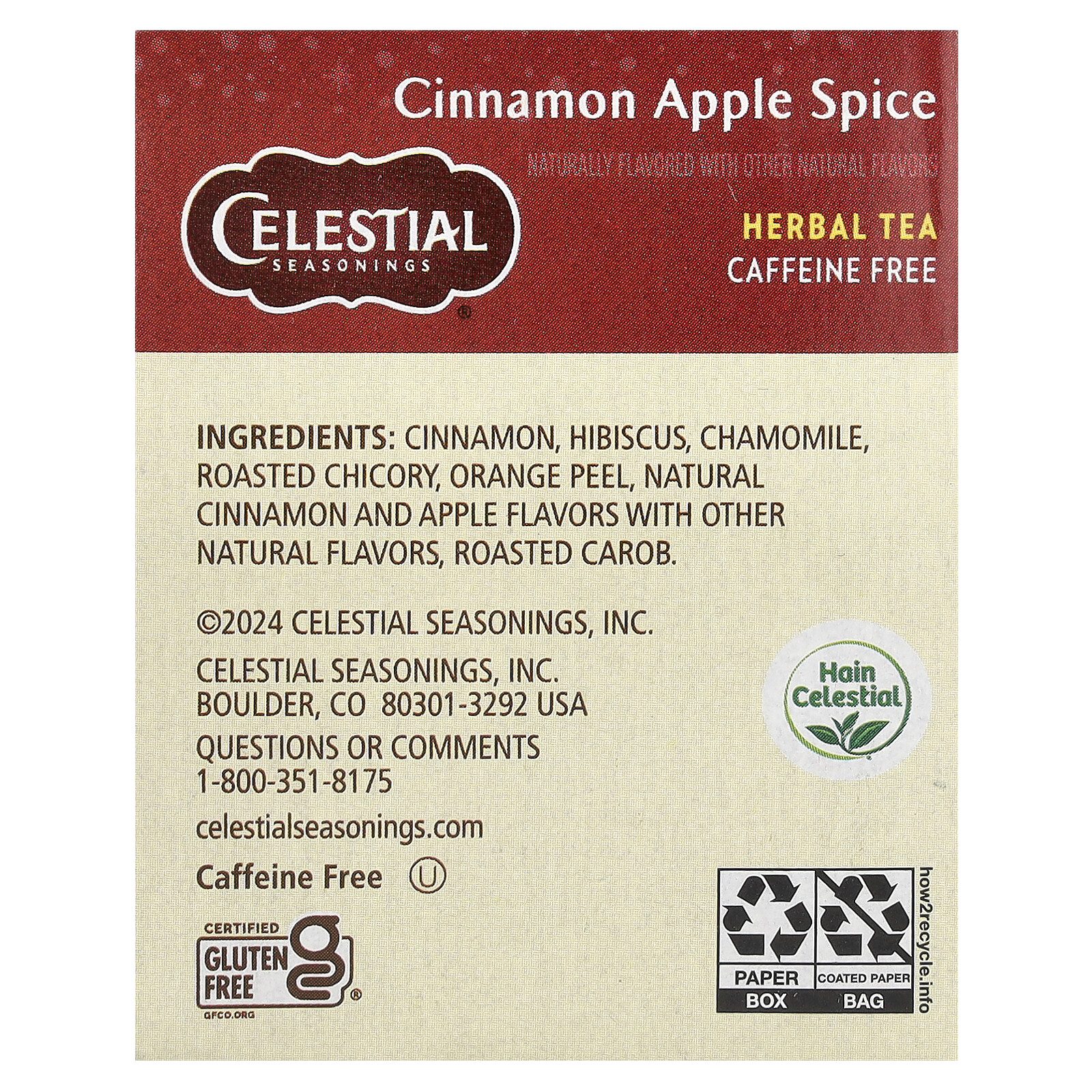 Celestial Seasonings Cinnamon Apple Spice Herbal Tea 20 Bags for sale ...