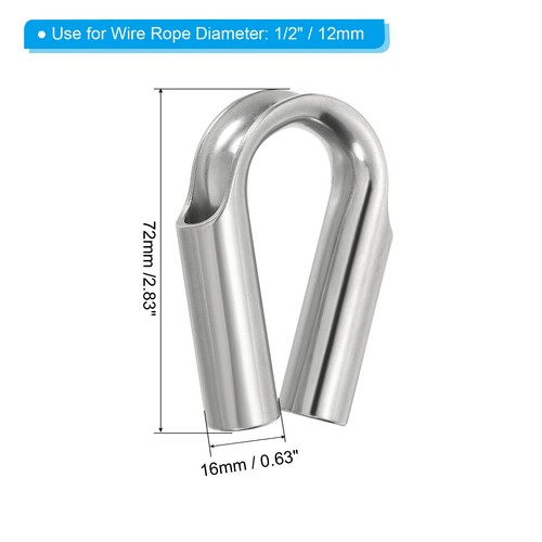 2pcs 1/2"/ 12mm Wire Rope Tube Thimble 304 Stainless Steel Rope ...