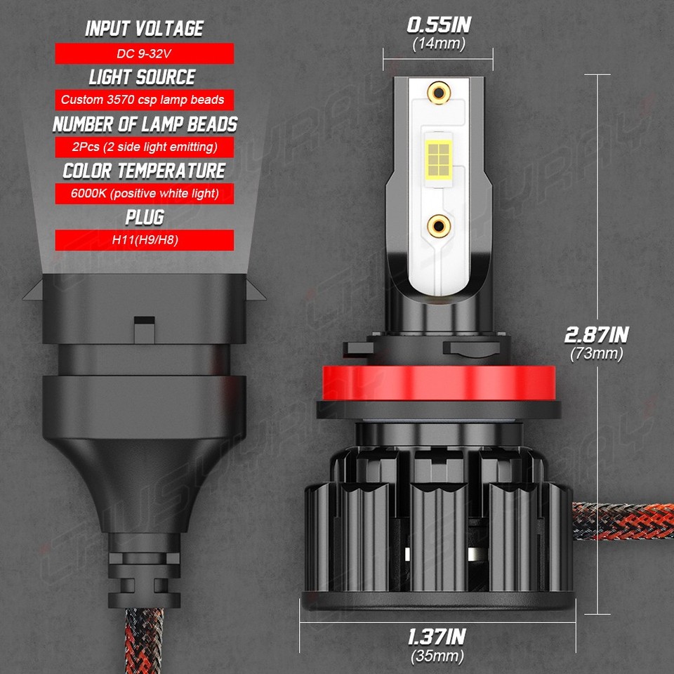 4Pcs 6000K H7 H11 LED Headlight Bulbs Hi/Lo Beam Combo For Ford Fusion ...