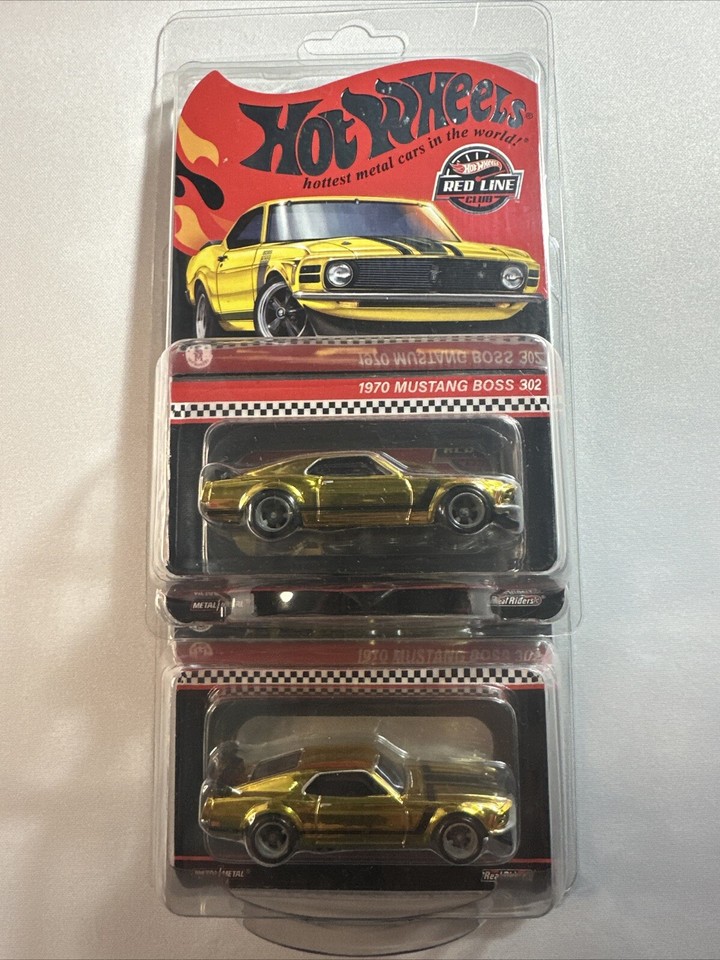 1970 '70 FORD MUSTANG BOSS 302 YELLOW RED LINE CLUB CAR RLC HOT WHEELS ...