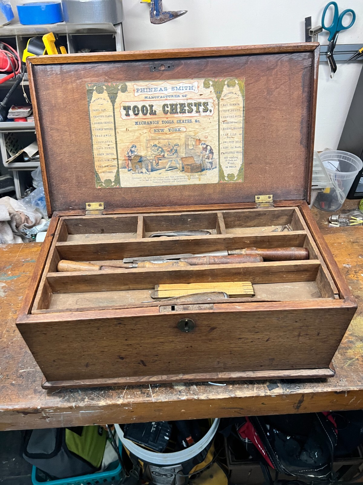 Rare 1860 Phineas Smith tool box with tools! | eBay