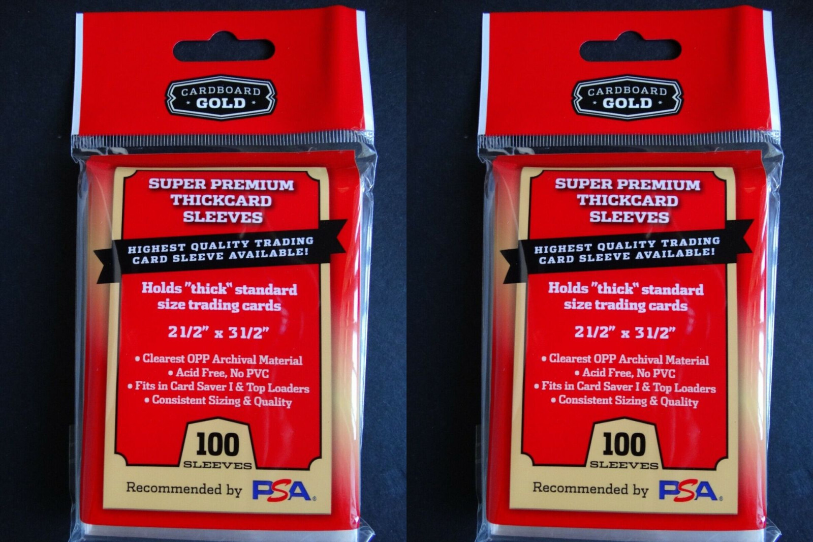 2 Cardboard Gold Super Premium Thick Penny Card Sleeves (100 Per Pack ...