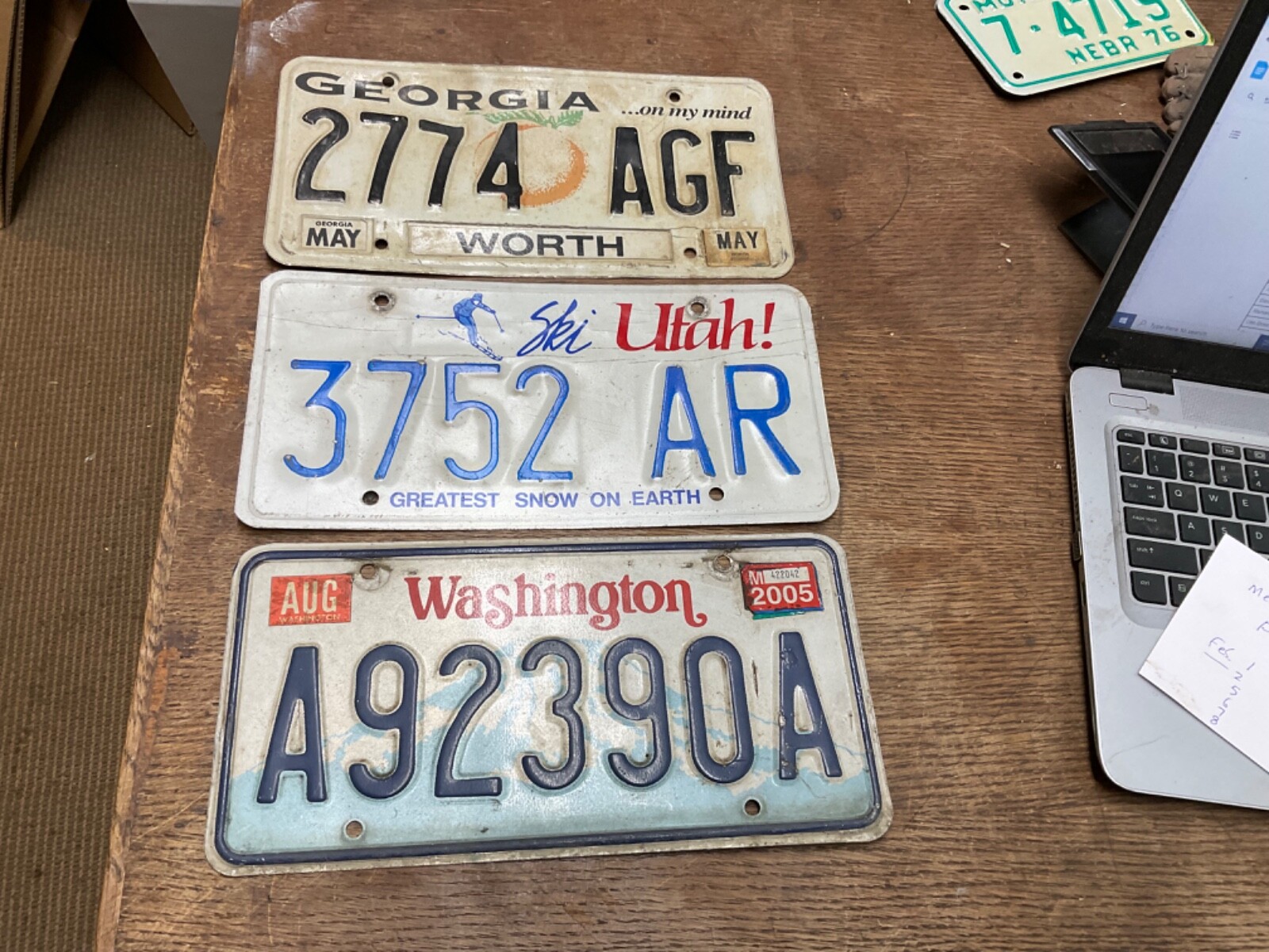 Great Patina Rustic Lot of 3 Different States License Plates Wash GA ...
